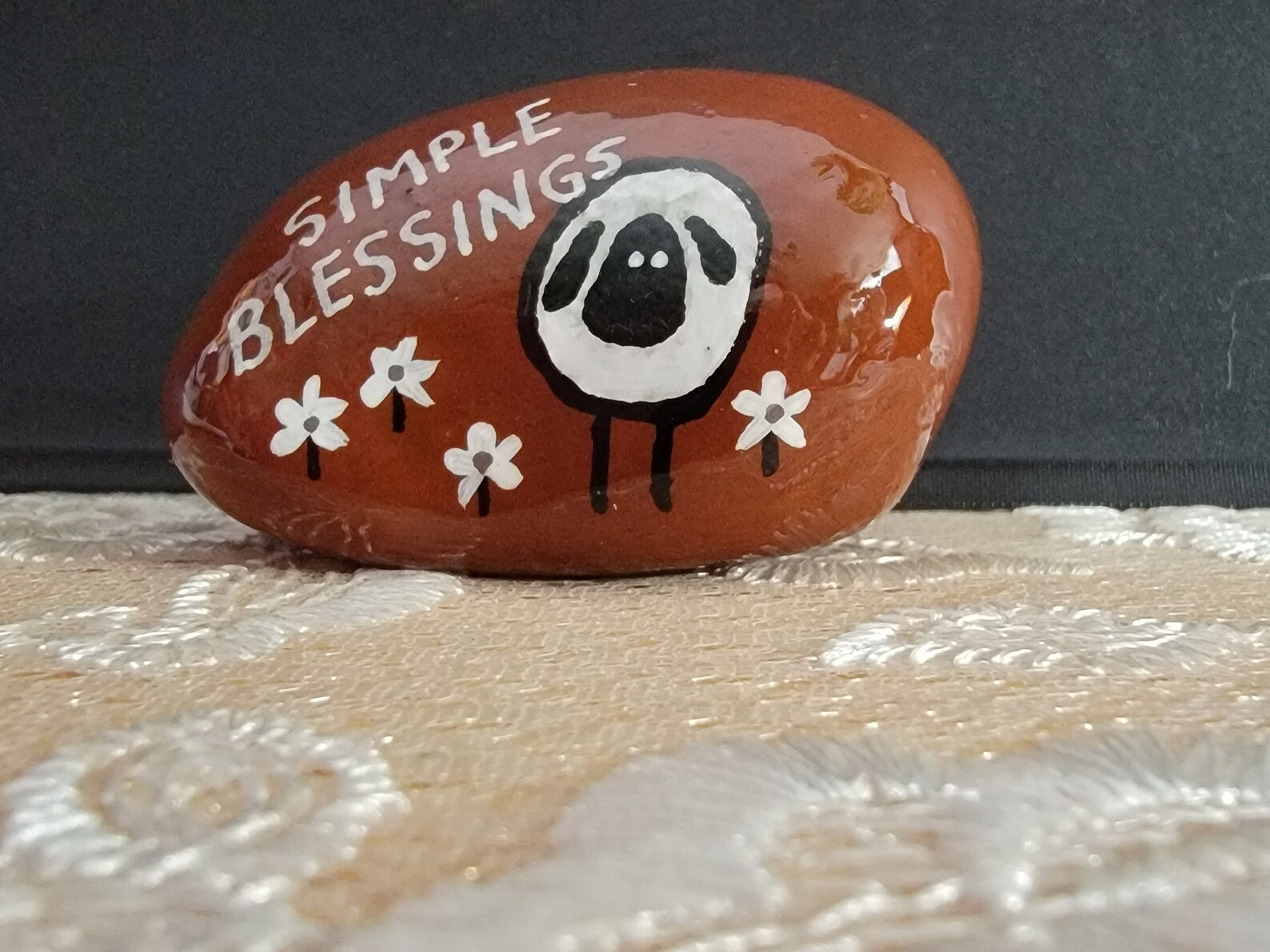 Simple Blessings Sheep Painted Rock - Etsy