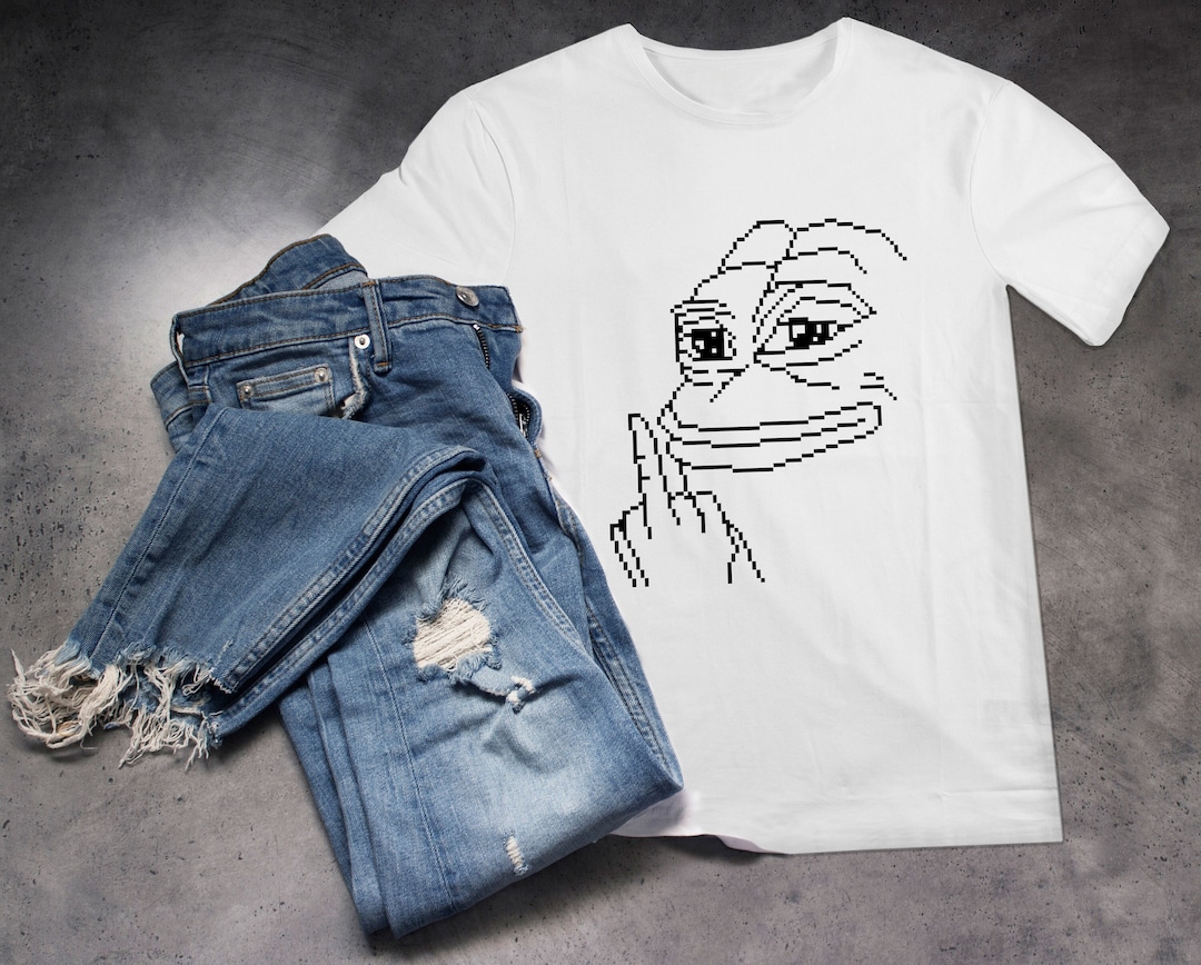 Middle Finger Pepe Frog Pixeled Meme T Shirt Gift Graphic Tee - Etsy