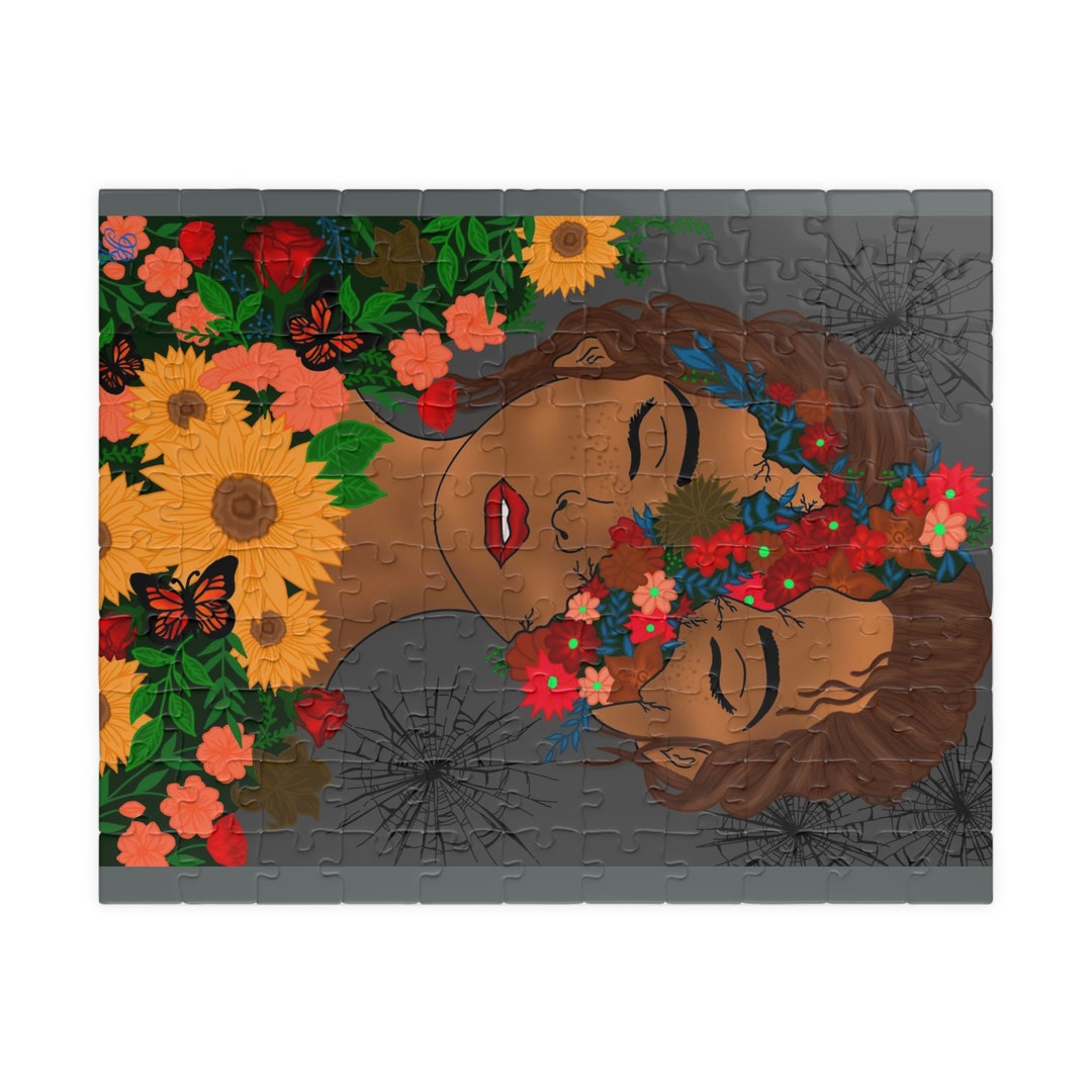 Hand-drawn Split Flower Face Puzzle - Etsy