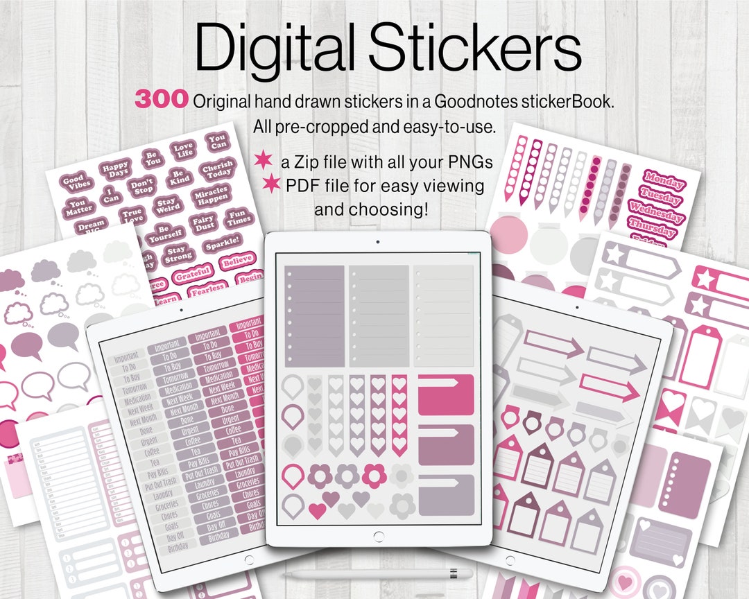 300 Digital Stickers, Goodnotes and Notability and Printable, Digital ...