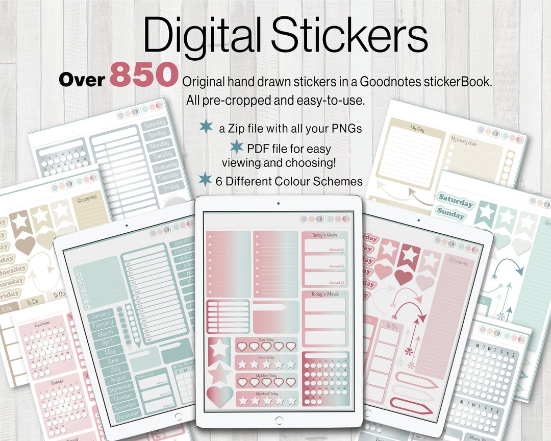 Digital Planner Stickers: Pre-cropped Everyday Stickers, Goodnotes ...