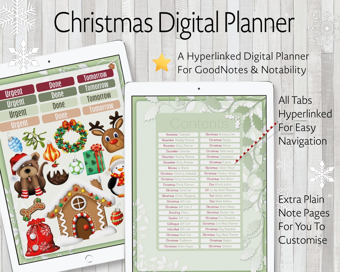 Christmas Digital Planner: Goodnotes, Xmas Digital Stickers, Seasonal ...