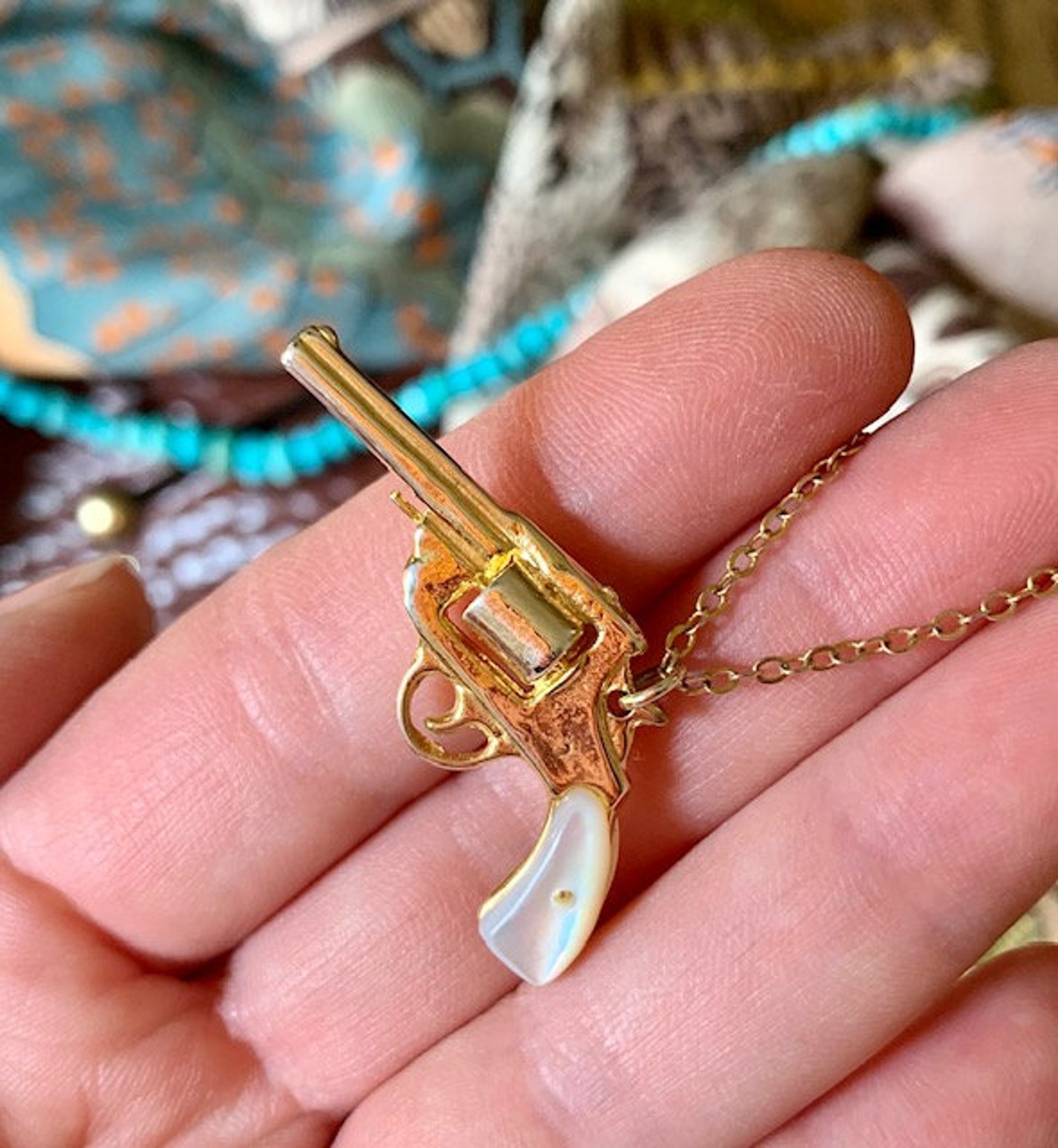 Empowerment Pistol in 18k Gold Plate W Mother of Pearl Inlay Handle - Etsy