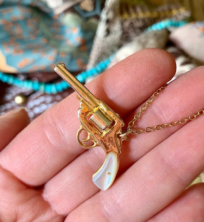 Empowerment Pistol in 18k Gold Plate W Mother of Pearl Inlay Handle - Etsy