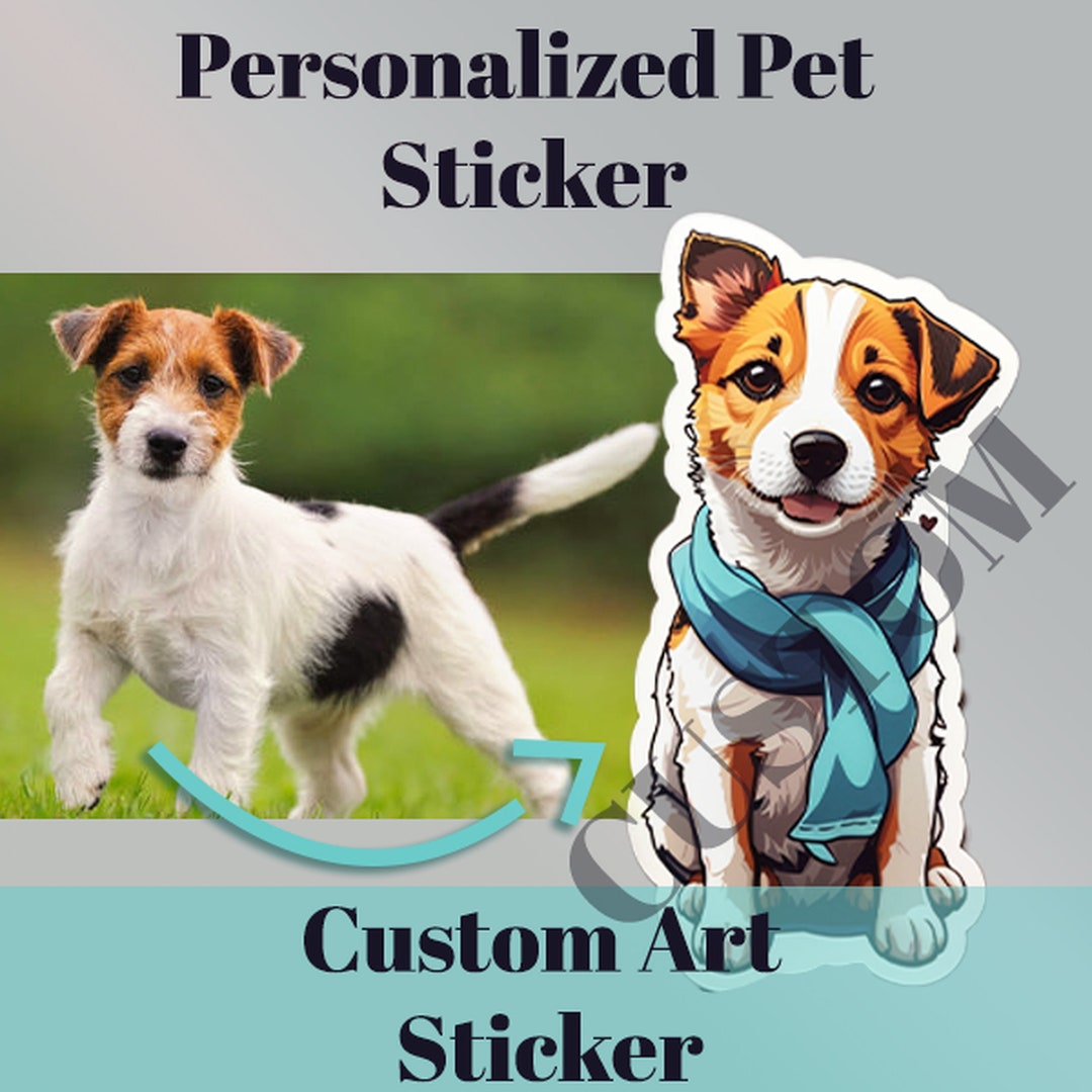 Custom Pet Digital Art Sticker, Personalized Colorful Cute Dog Digital ...
