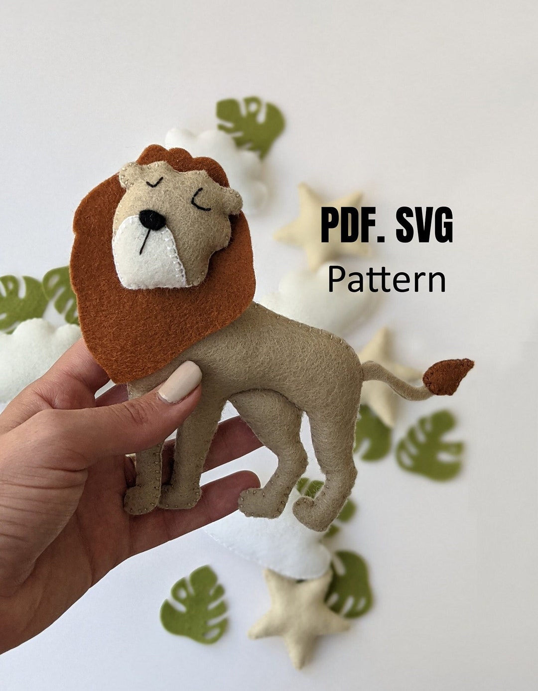 Lion Felt Pattern Lion Felt PDF Pattern Lion Felt Toy Felt - Etsy