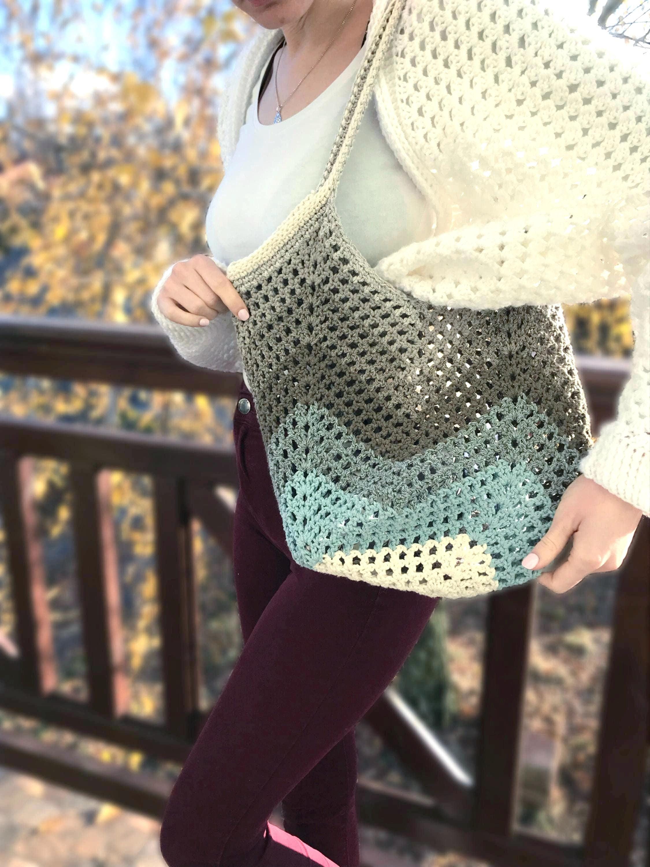Crochet Shoulder Bag Stretchable Roomy Market Net Bag Durable Mesh ...