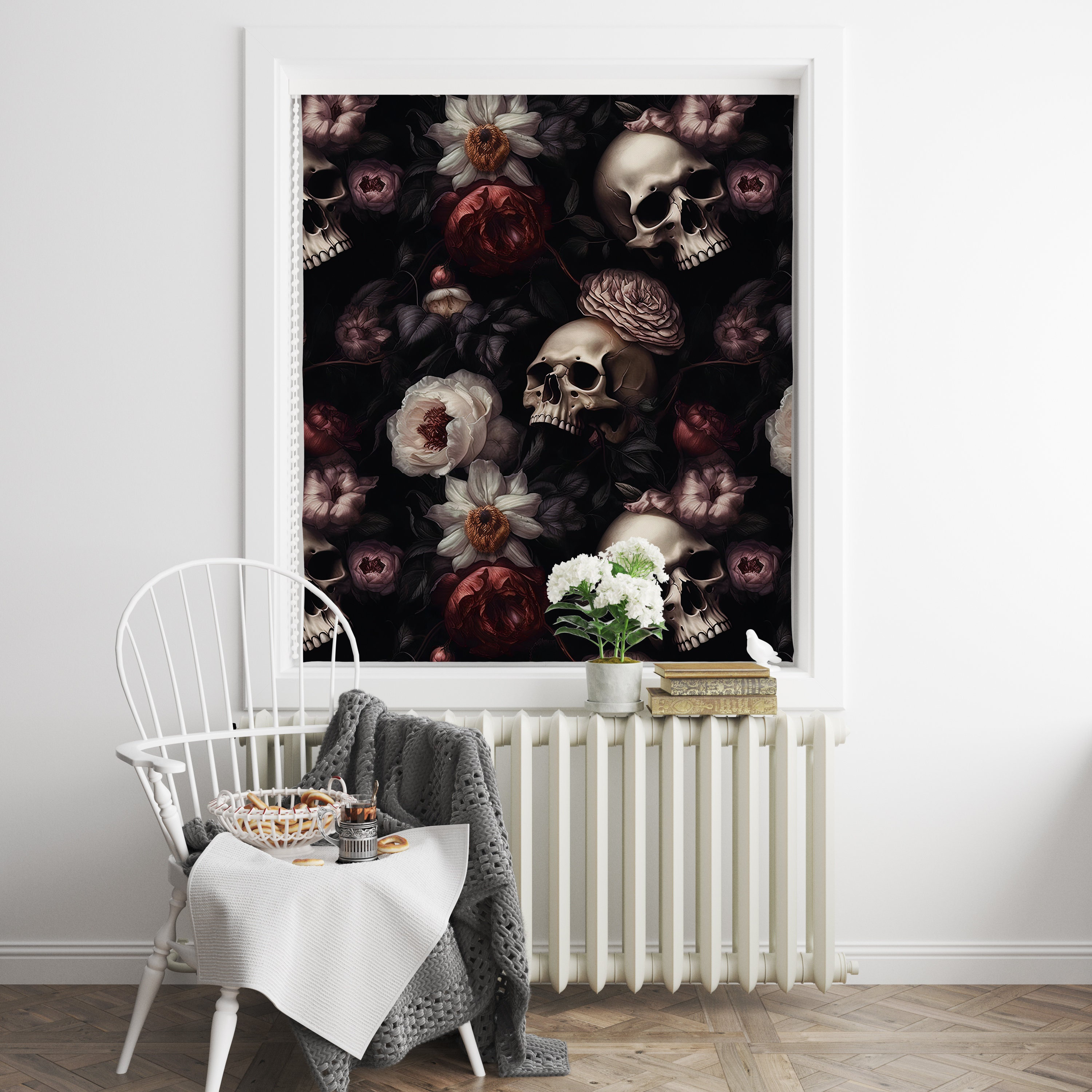 Dark Floral Skulls Roller Shade: Gothic Window Blinds - Etsy