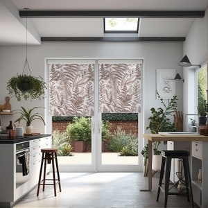 Fern Botanical Custom Window Treatments for Living Room, Vintage Brown ...