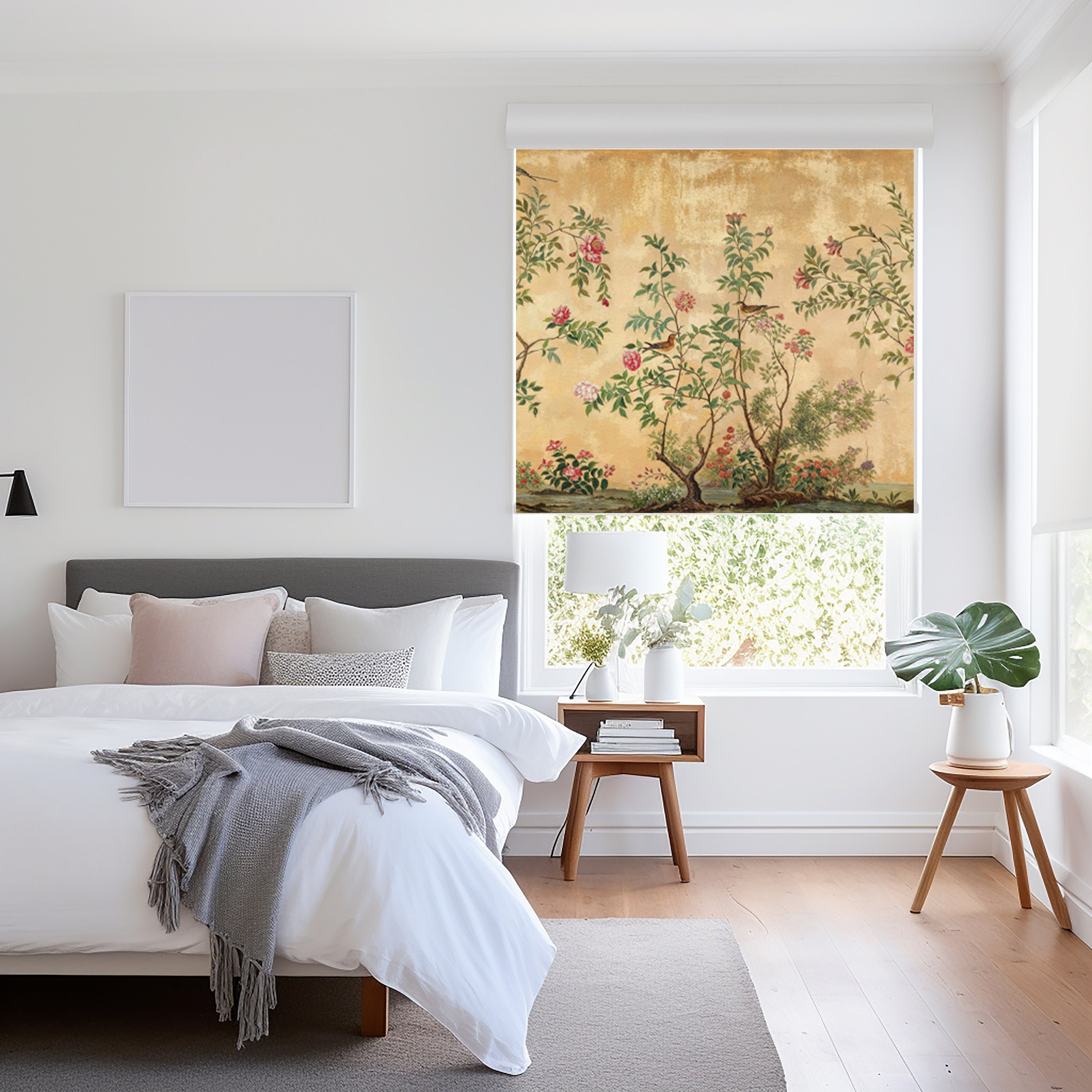 Vintage Chinoiserie Floral Roller Shades, Custom Botanical Garden ...