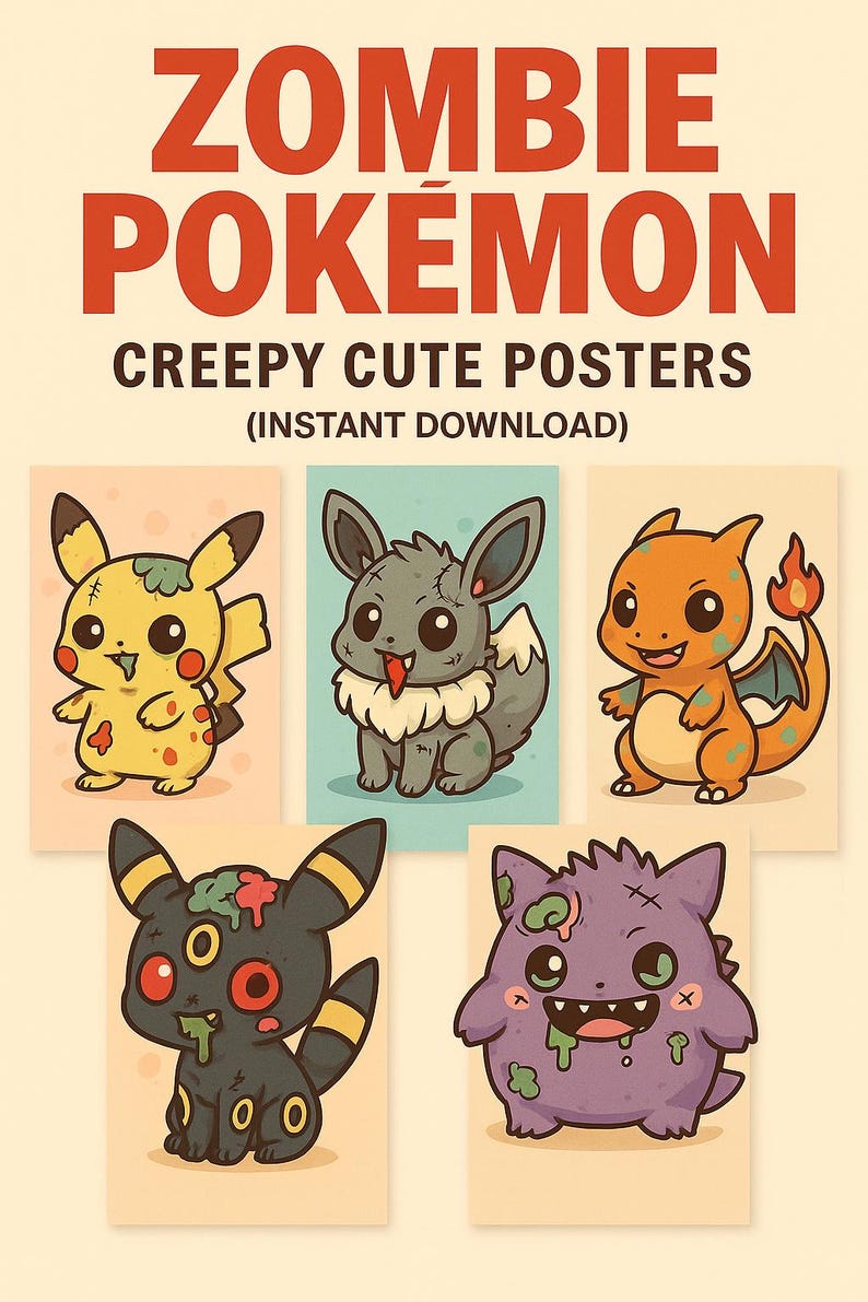 Zombie Gengar Poster – Pastel Goth Pokémon Fan Art (printable Artwork ...