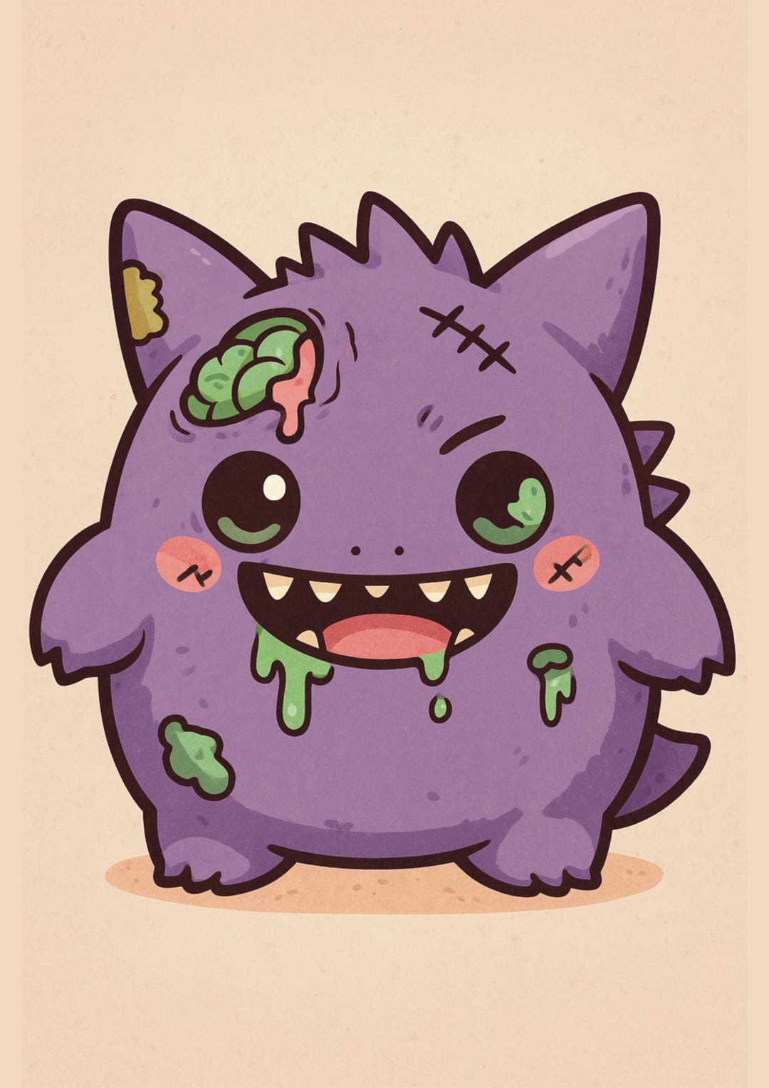 Zombie Gengar Poster – Pastel Goth Pokémon Fan Art (printable Artwork ...