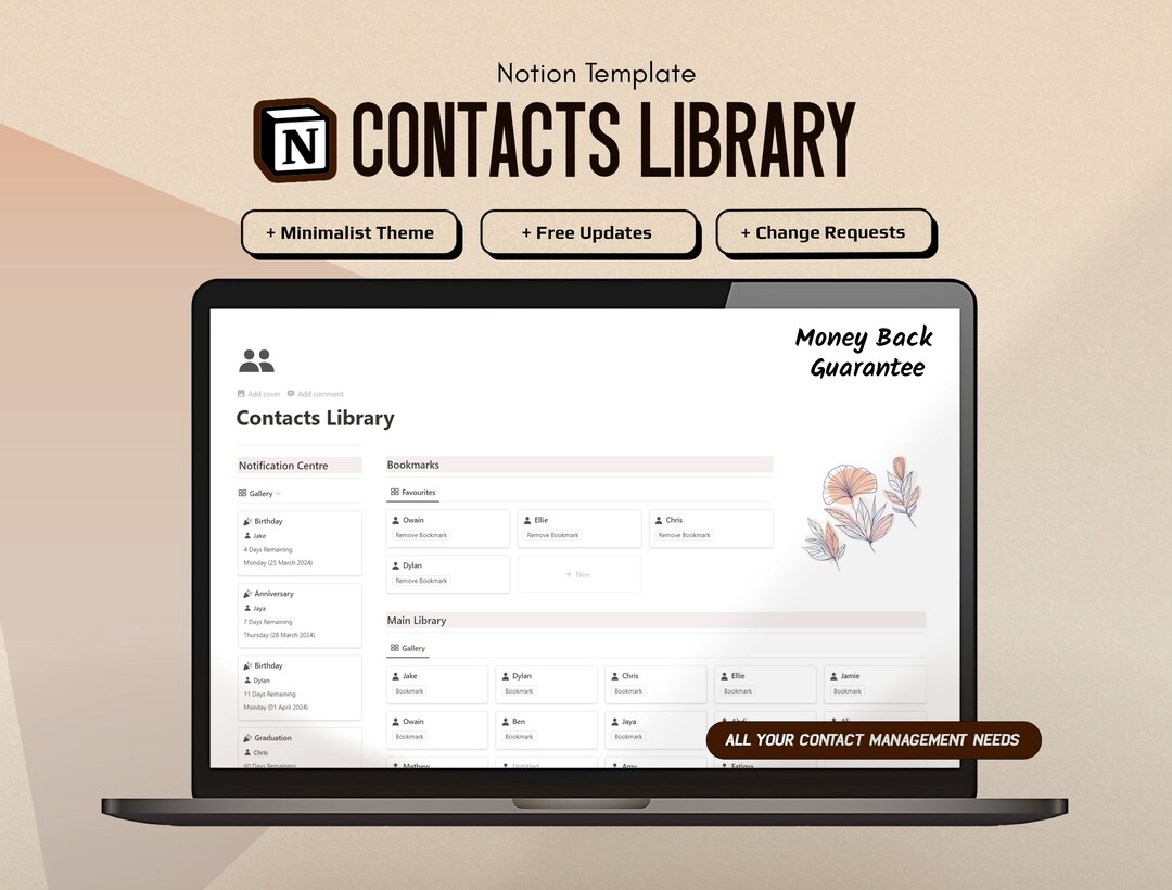 Phone Book | Contacts Library | Contacts Manager | Notion Template - Etsy