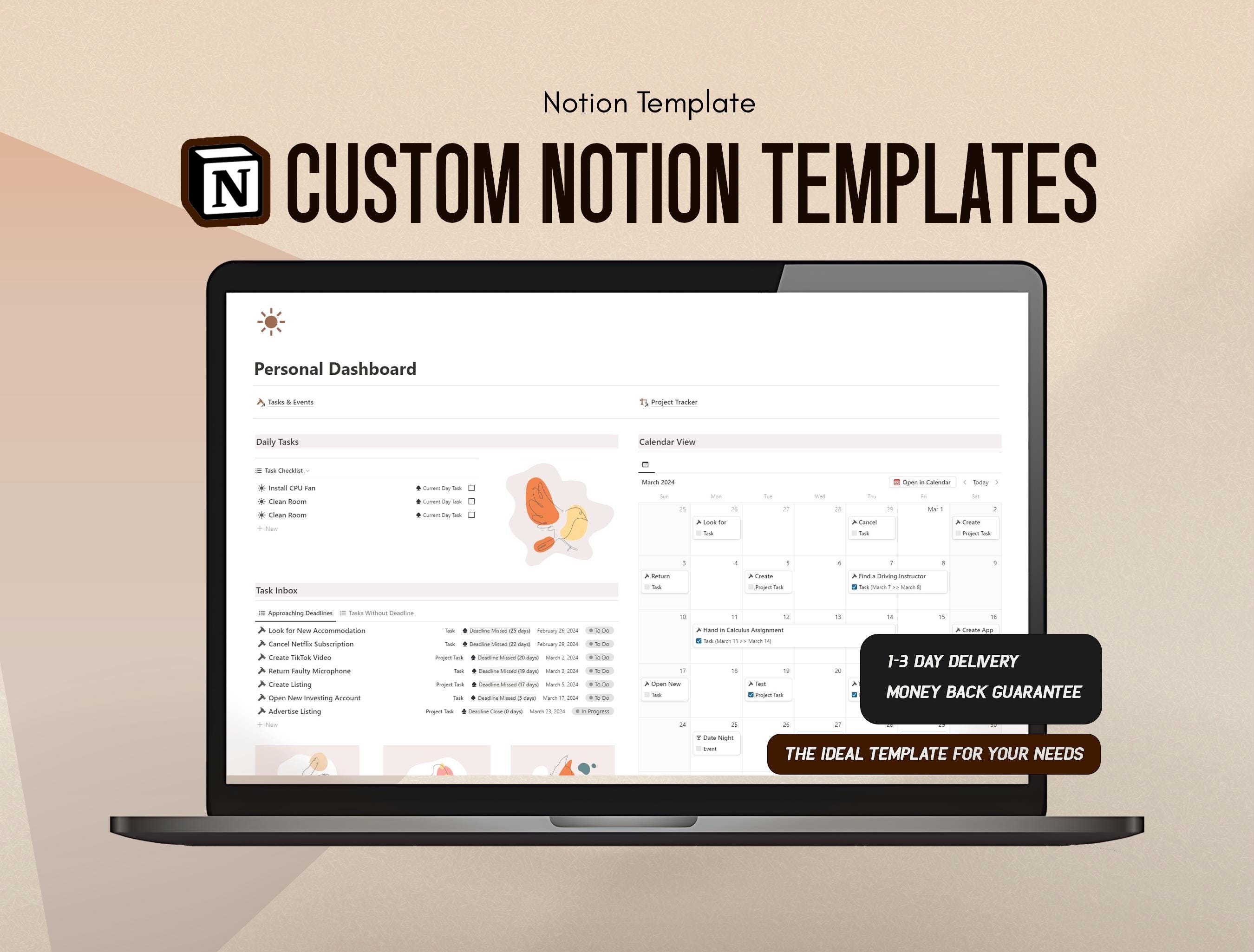 Custom Notion Template Personalised & Made to Order Custom Template - Etsy