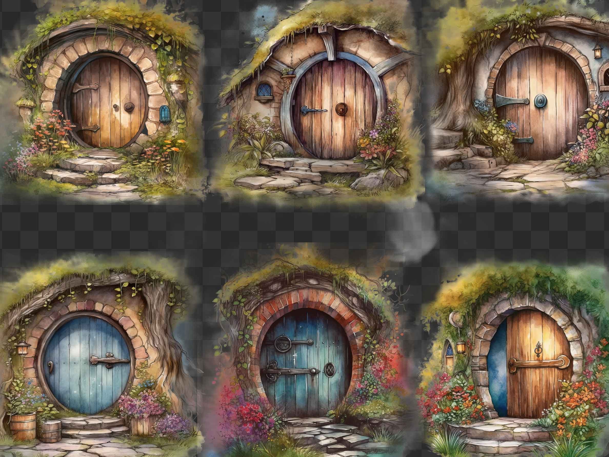 44 PNG Hobbit Doors Clipart Digital Download Watercolor - Etsy