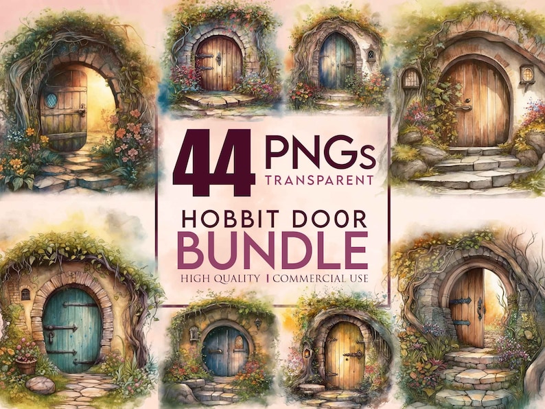 44 PNG Hobbit Doors Clipart Digital Download Watercolor - Etsy