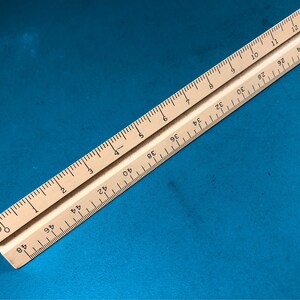 K&E Co. | Vintage Wooden 12" Triangular Scale | Drafting Ruler ...