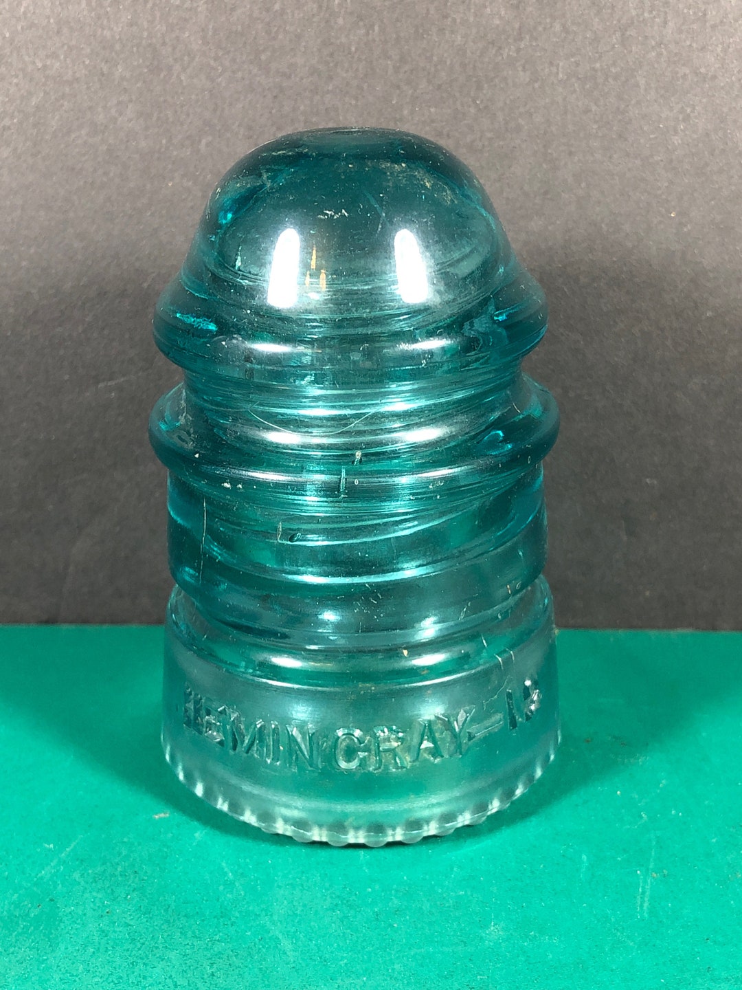 Glass Insulator | Hemingray - 12 | Vintage | Blue/green | 3.5" Tall ...