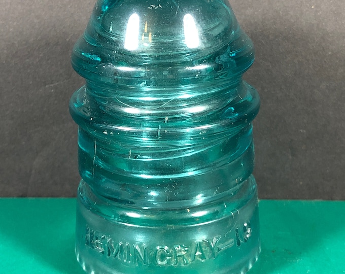 Glass Insulator | Hemingray - 12 | Vintage | Blue/green | 3.5" Tall ...