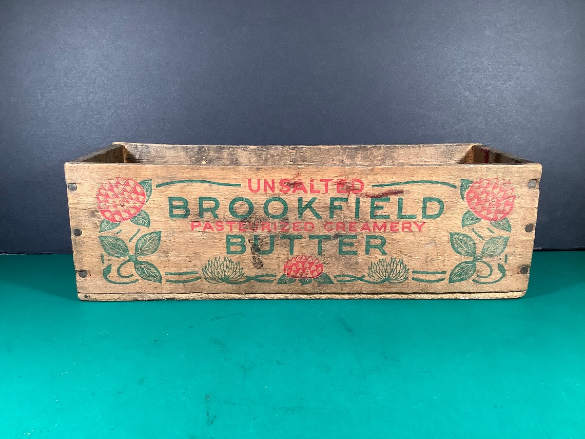 Brookfield RARE Vintage Wood Box BUTTER Box Rustic Kitchen Decor Empty ...