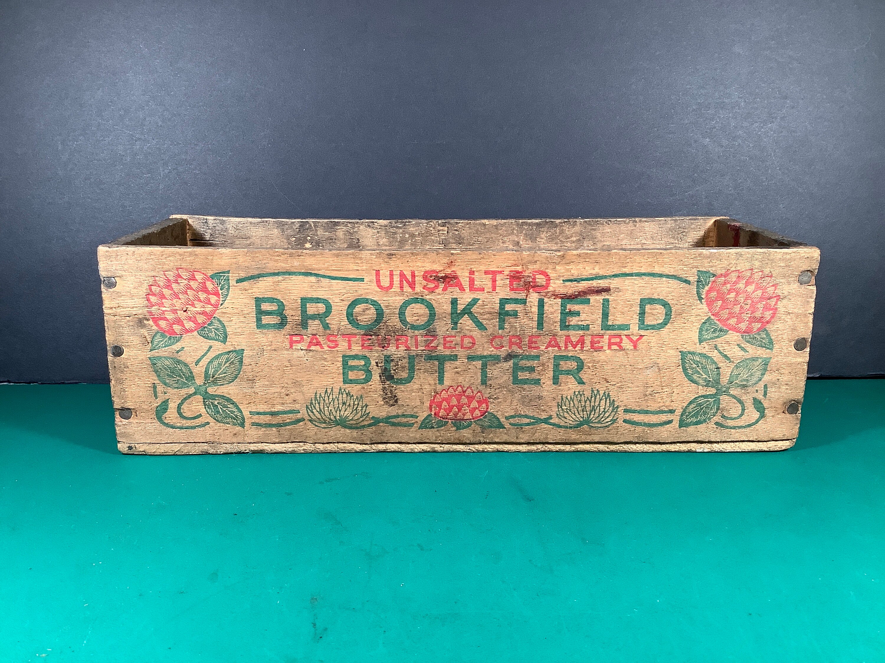 Brookfield RARE Vintage Wood Box BUTTER Box Rustic Kitchen Decor Empty ...