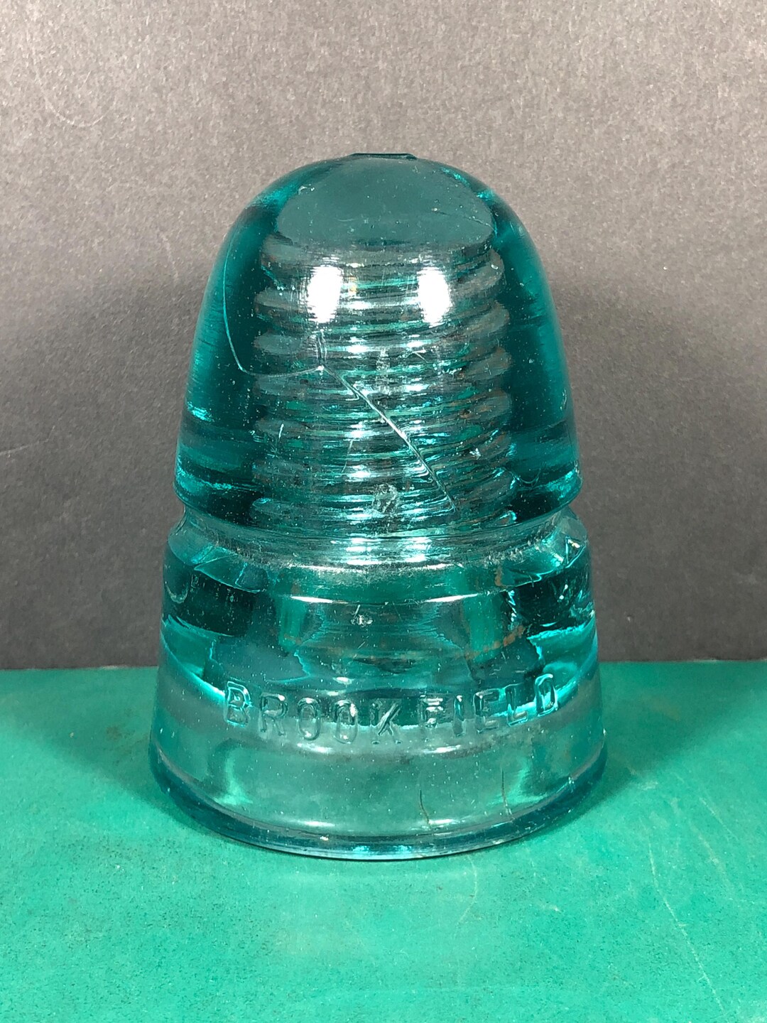Glass Insulator | Brookfield | Vintage | "beehive" Model | Blue Tint ...