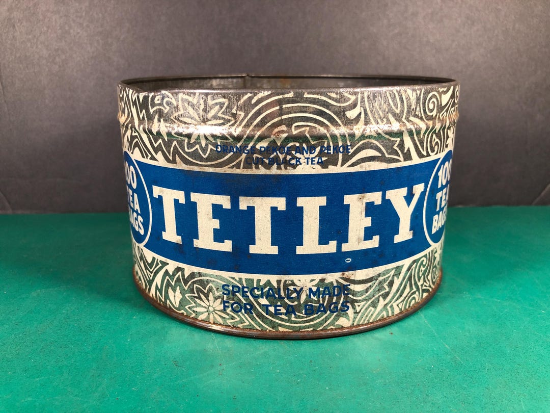 Tetley Vintage Tea Bags Tin Can Missing the Lid Empty Retro Kitchen ...