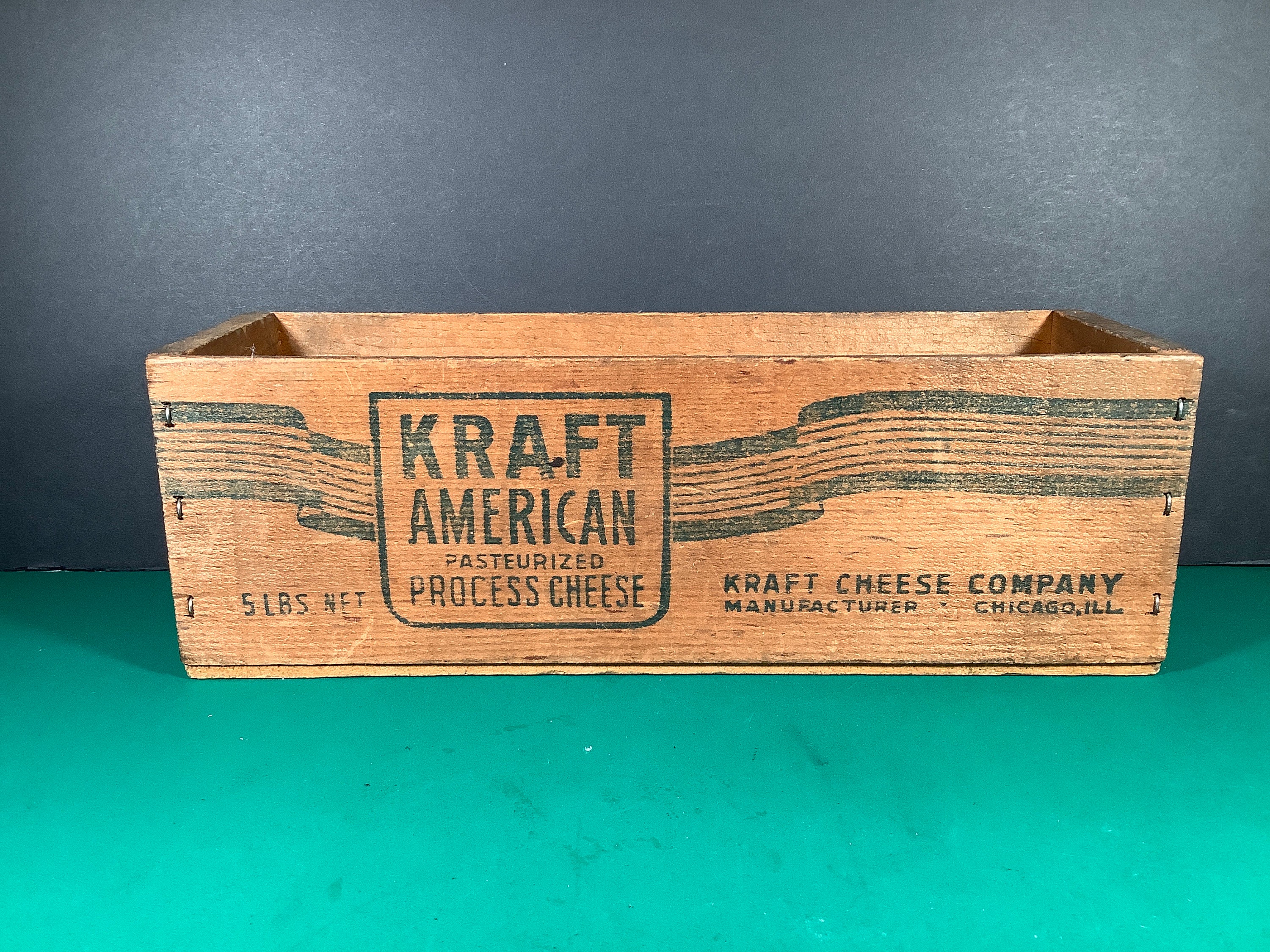 Kraft Vintage Wood Box | 5lb American Cheese Box | Rustic Kitchen Decor ...