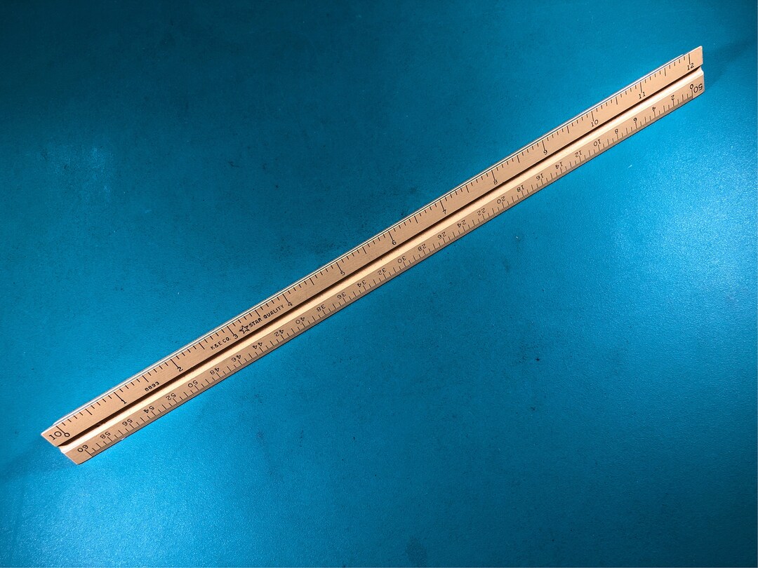 K&E Co. | Vintage Wooden 12" Triangular Scale | Drafting Ruler ...
