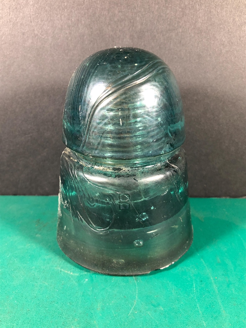 Glass Insulator | Vintage | Aqua Blue | 4" Tall | Brookfield | Embossed ...
