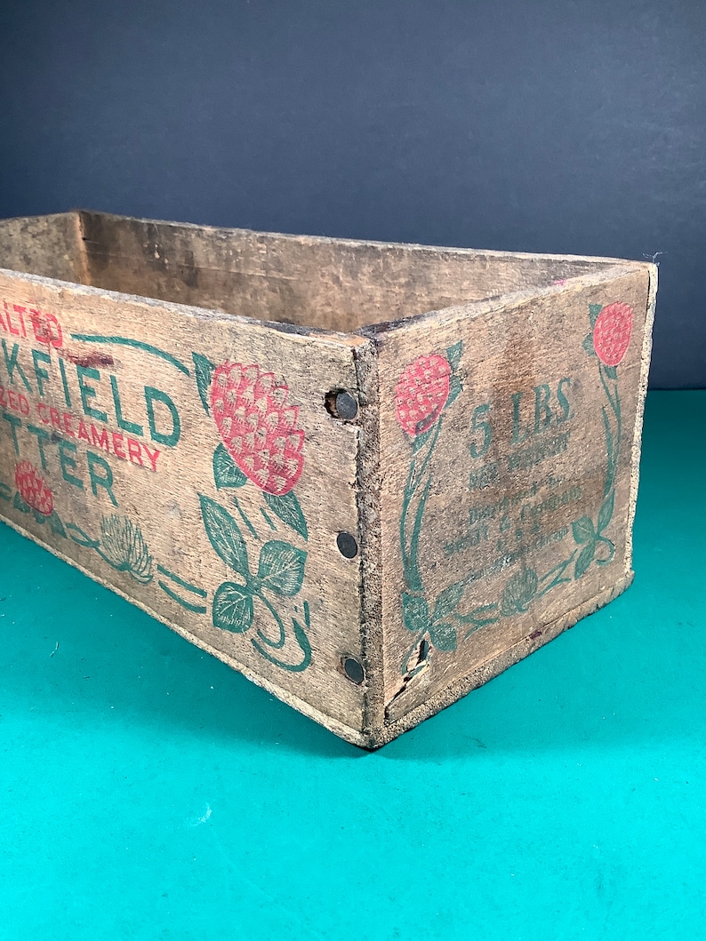 Brookfield RARE Vintage Wood Box BUTTER Box Rustic Kitchen Decor Empty ...