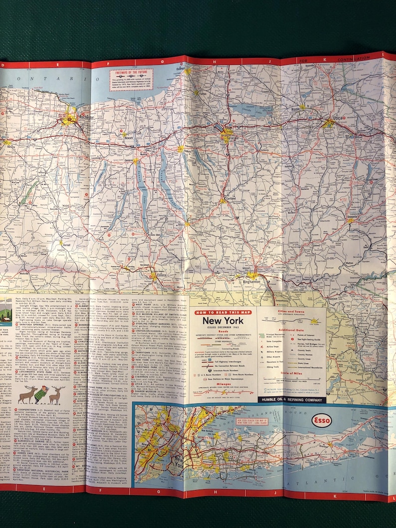Map | Vintage Esso | New York | Gas Service Station Travel Road Map ...