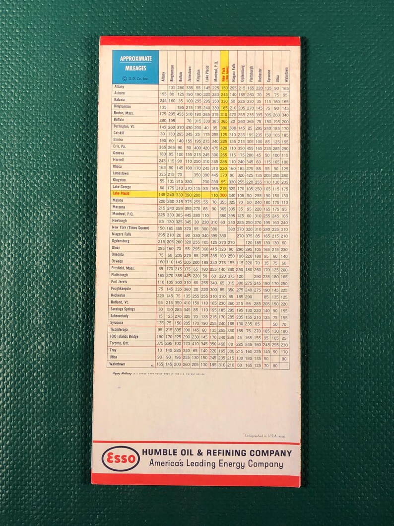 Map | Vintage Esso | New York | Gas Service Station Travel Road Map ...