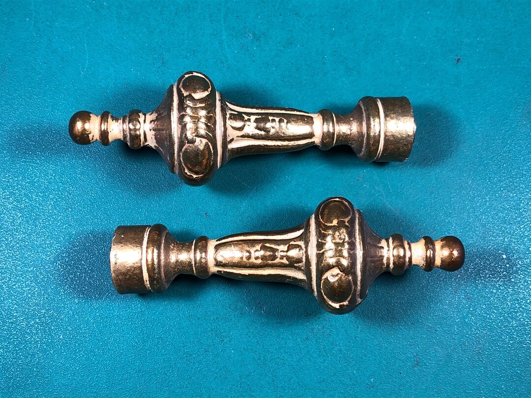Curtain Rod Ornate Metal Finials | 2 Lot | 3.5" Long | Vintage ...