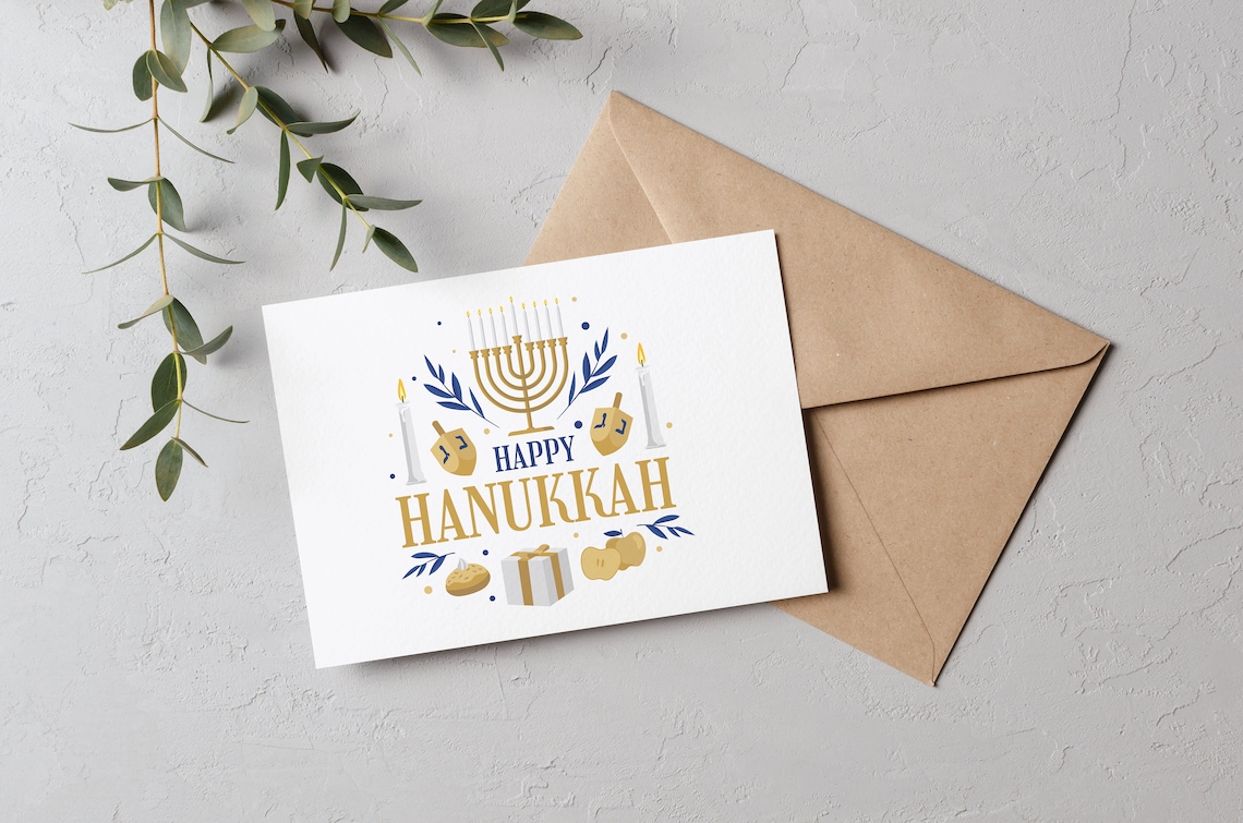 Happy Hanukkah Printable Card Jewish Holiday Greetings - Etsy