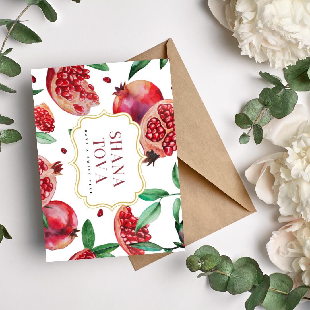 Rosh Hashanah Printable Card, Jewish Holiday Greetings, Rosh Hashanah ...