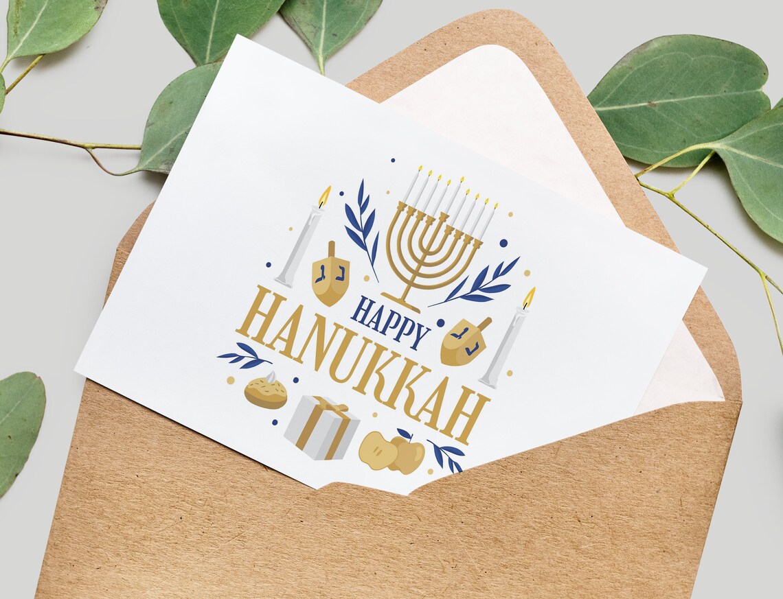 Happy Hanukkah Printable Card Jewish Holiday Greetings - Etsy