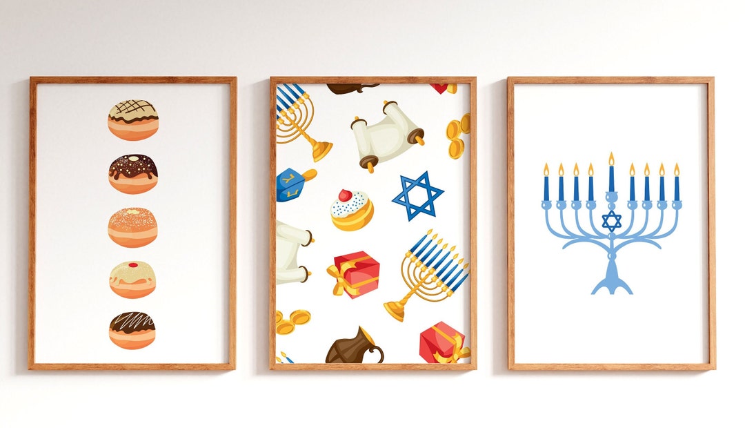 Set of 3 Hanukkah Gallery Wall Bundle, Instant Download Print, Hanukkah ...