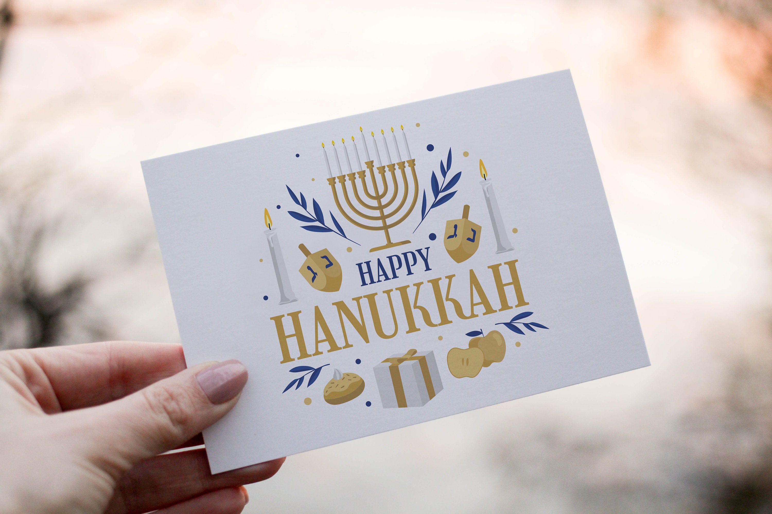 Happy Hanukkah Printable Card Jewish Holiday Greetings - Etsy