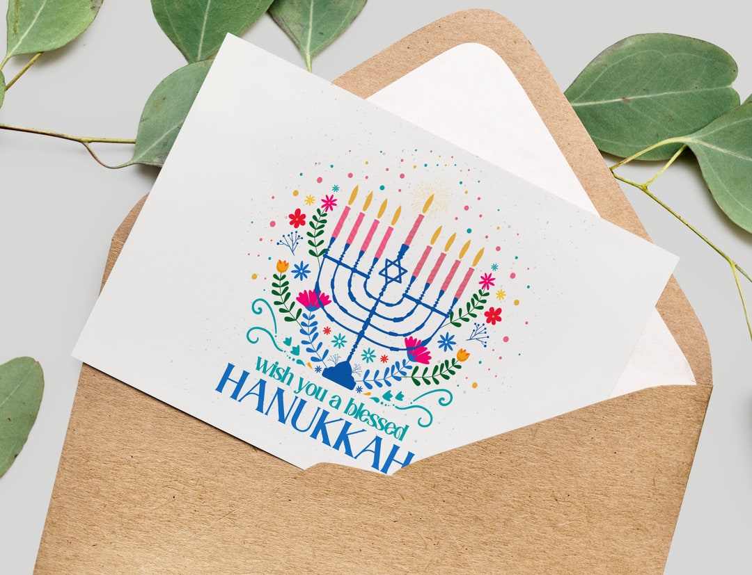 Happy Hanukkah Printable Card, Jewish Holiday Greetings, Hanukkah Gift ...