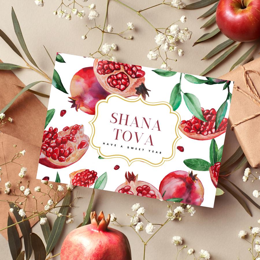 Rosh Hashanah Printable Card, Jewish Holiday Greetings, Rosh Hashanah ...