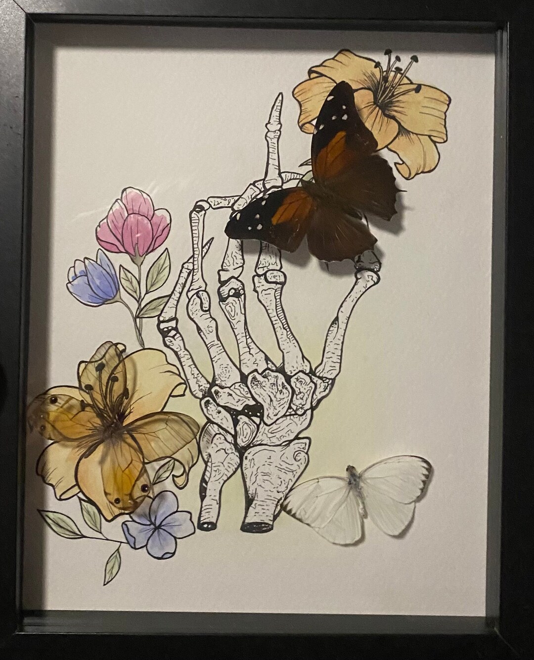 Skeleton Hand With Butterflies in Shadowbox - Etsy