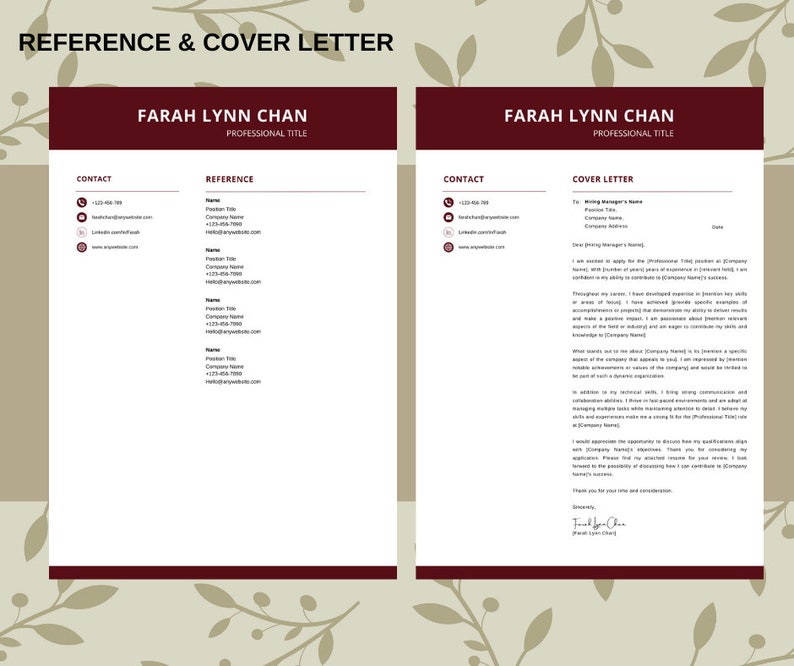 Professional Resume Template, Modern Resume Template 2024 With Two Page ...