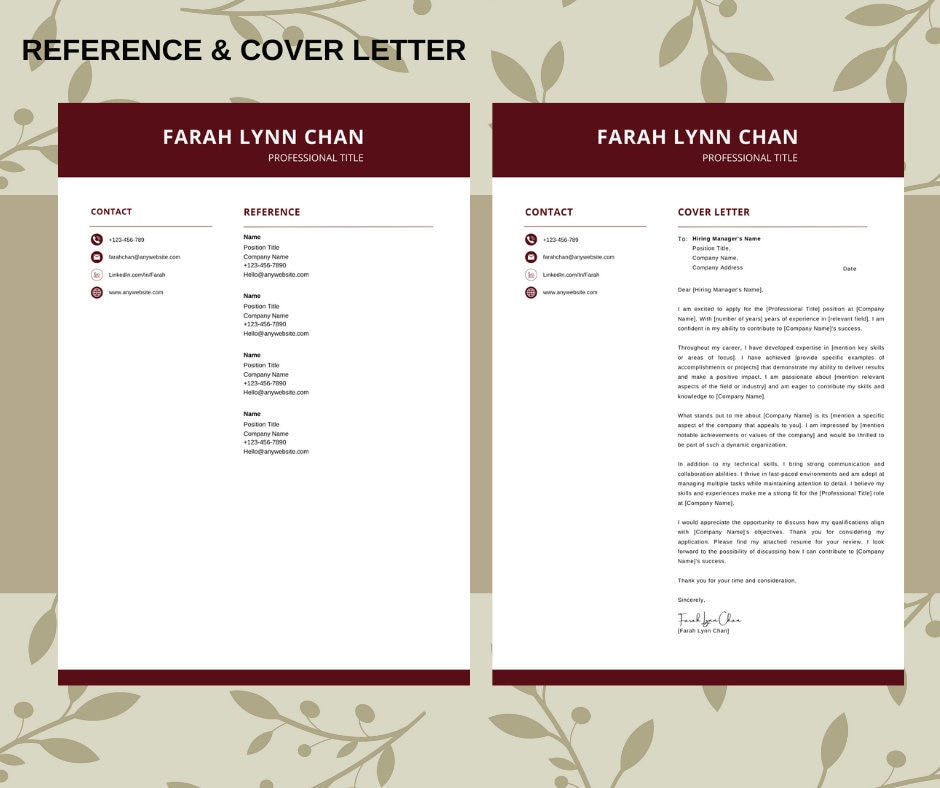 Professional Resume Template, Modern Resume Template 2024 With Two Page ...