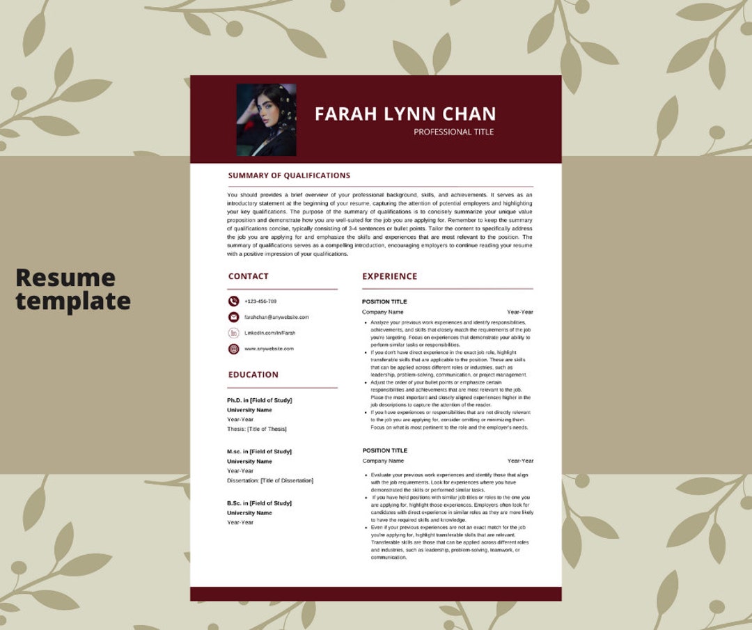 Professional Resume Template, Modern Resume Template 2024 With Two Page ...