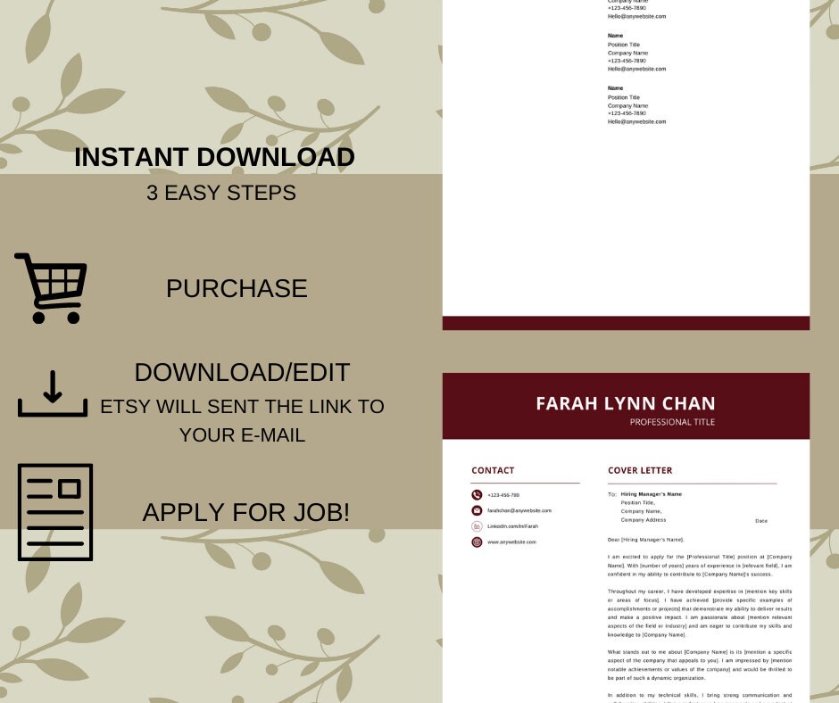 Professional Resume Template, Modern Resume Template 2024 With Two Page ...