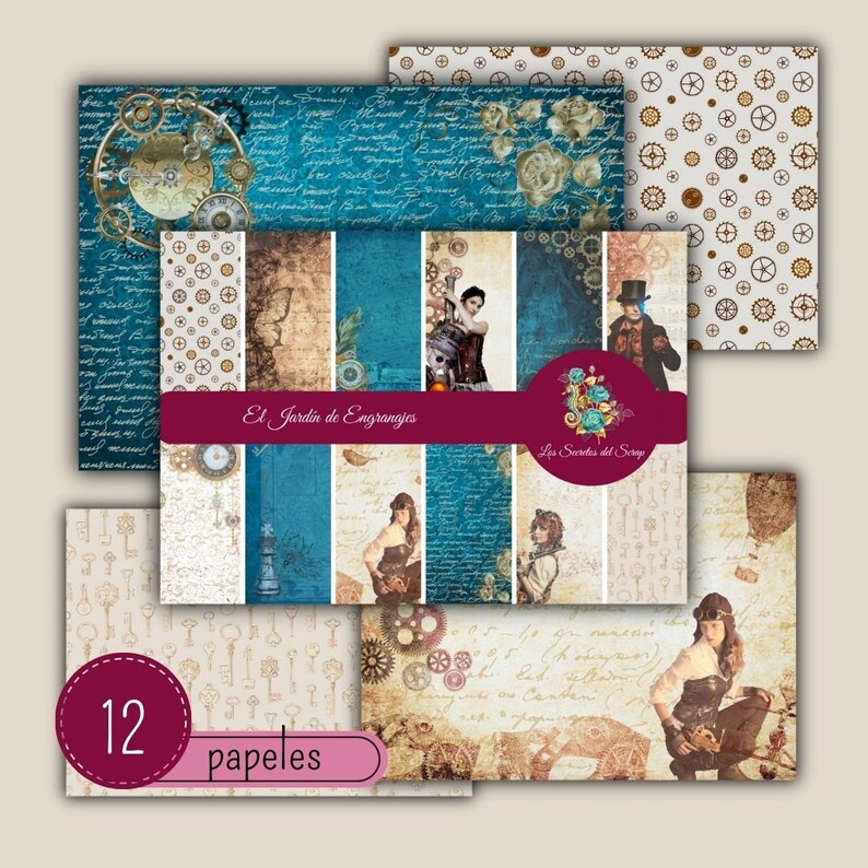 12 Digital Paper Kit Templates for Steampunk Style Canva - Etsy