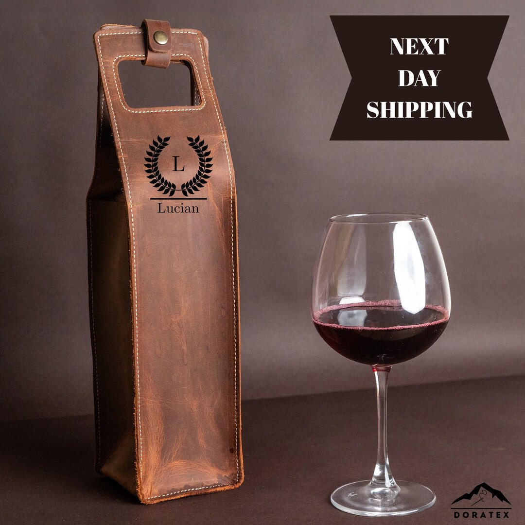 Personalized Leather Wine Bag, Wedding Gift, Wine Caddy, Monogram Wine ...