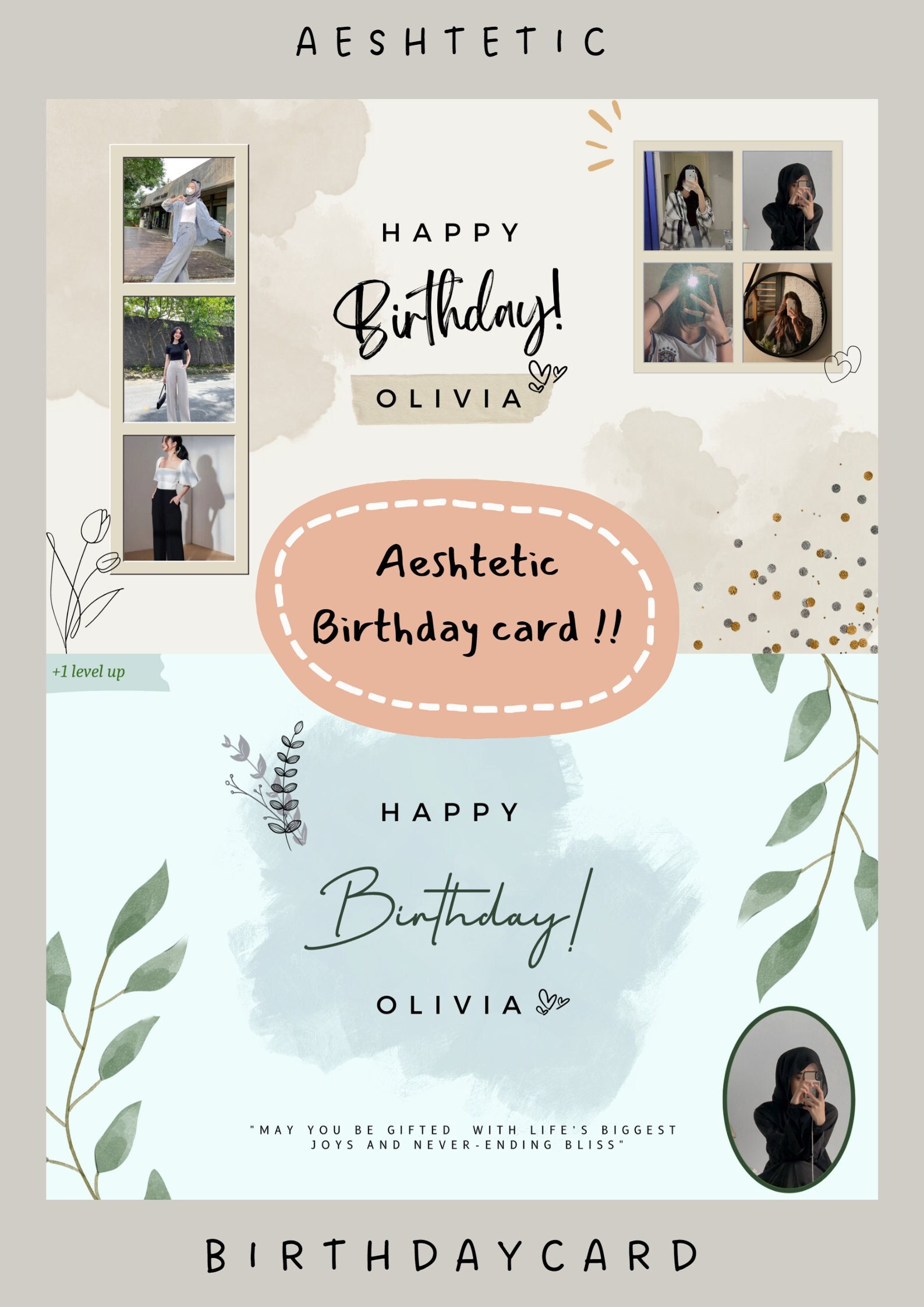AESTHETIC BIRTHDAY CARD | Editable Canva Template | Beginners - Etsy