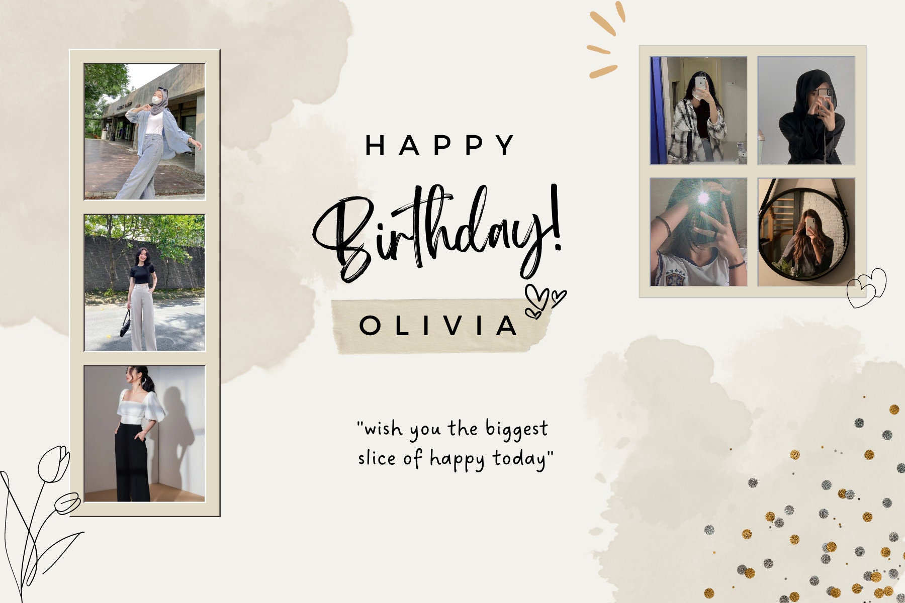 AESTHETIC BIRTHDAY CARD | Editable Canva Template | Beginners - Etsy